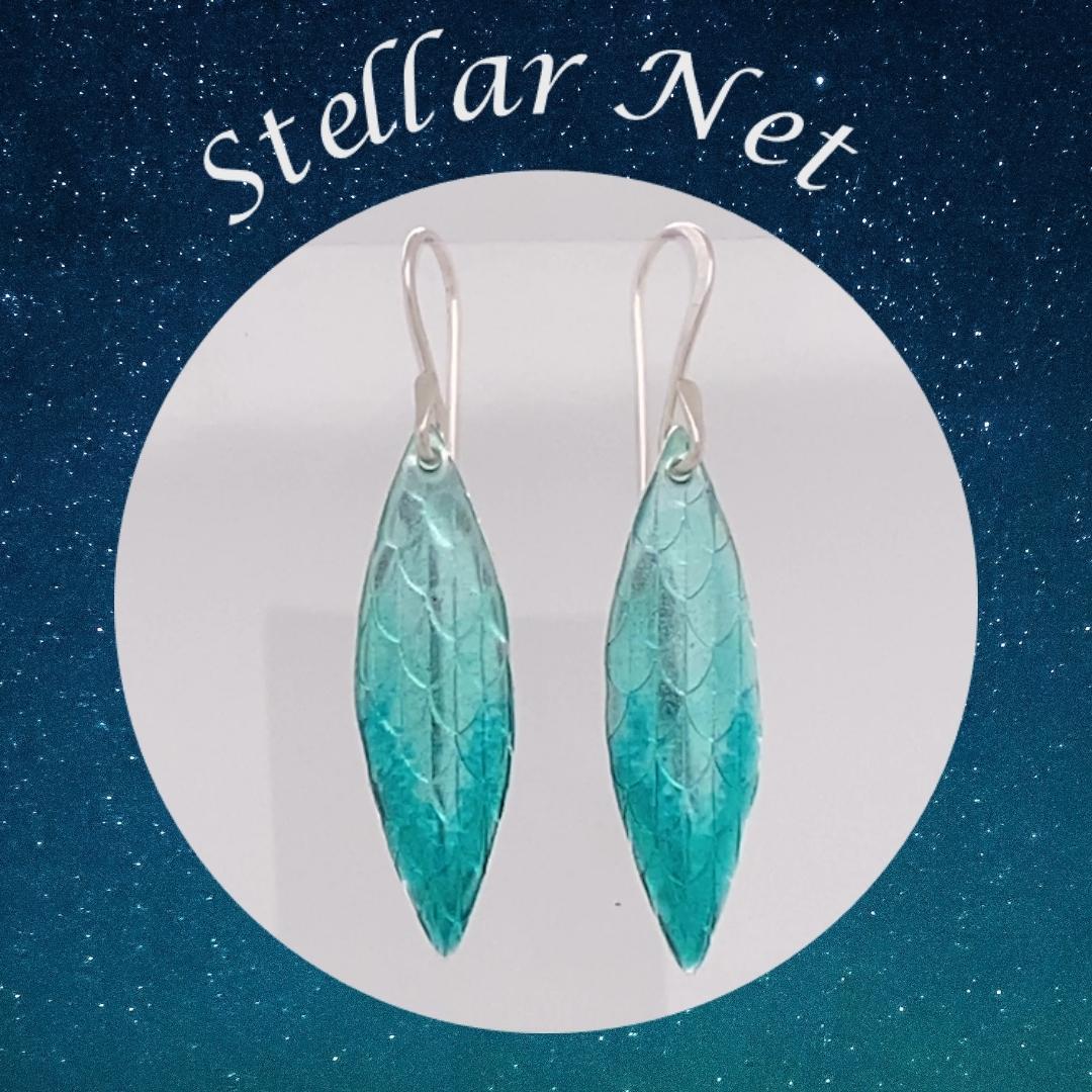Starlight Collection: Stellar Net Earrings - Heart Hand and Fire